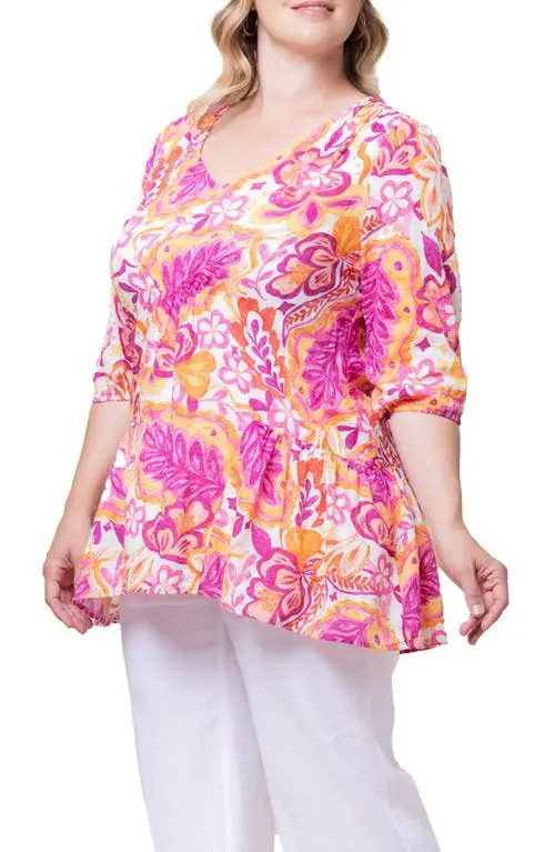 KIYONNA Oasis Tunic Top - Artful Tropical Print
