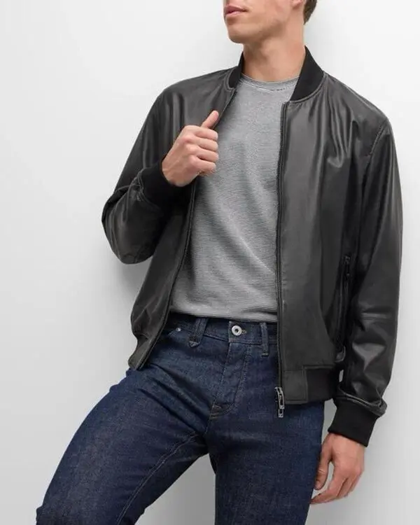 Emporio Armani Leather Bomber Jacket