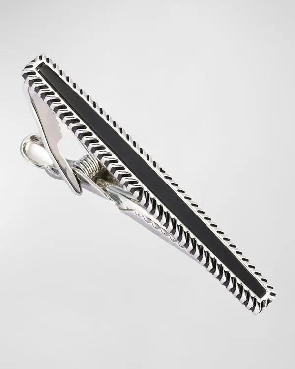 LINK UP Obsidian Wavy Frame Tie Bar - Black