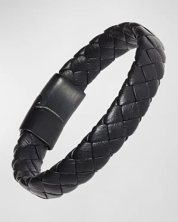 LINK UP Braided Leather Bracelet - Black/brown