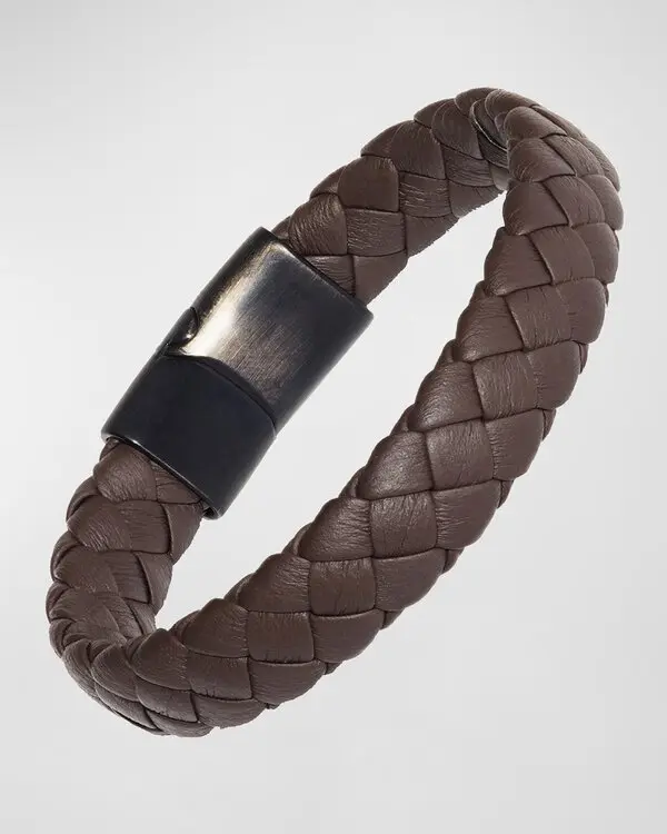 LINK UP Braided Leather Bracelet - Brown