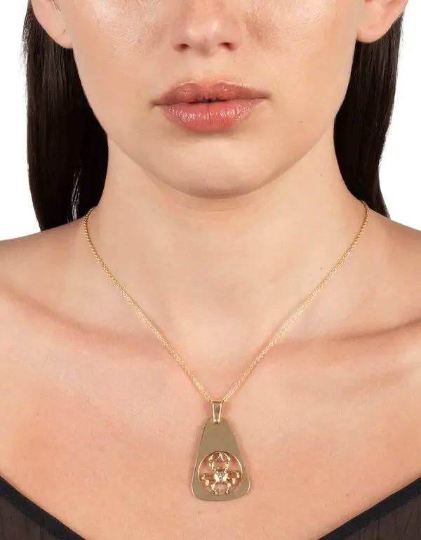 Alexis Bittar Vintage 1970s Cancer Zodiac Pendant Necklace - Gold