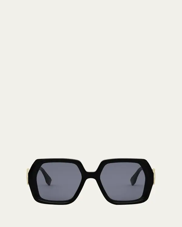 Fendi Diamond Acetate Square Sunglasses - Black