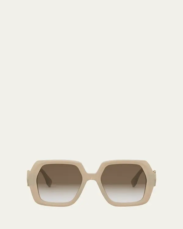 Fendi Diamond Acetate Square Sunglasses - Shiny Beige/gradient Brown