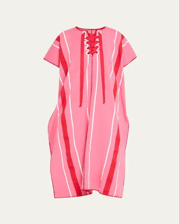 PIPPA HOLT Two-panel Striped Midi Kaftan With Laced Detailing - Pink