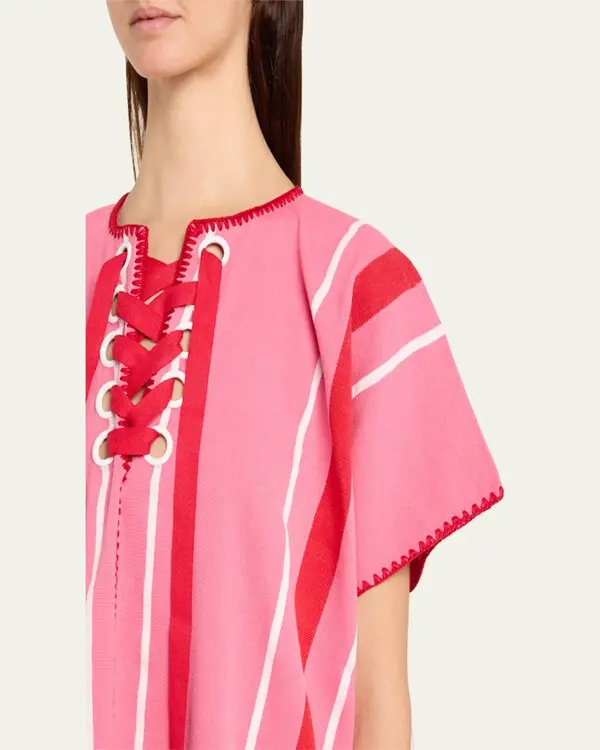PIPPA HOLT Two-panel Striped Midi Kaftan With Laced Detailing