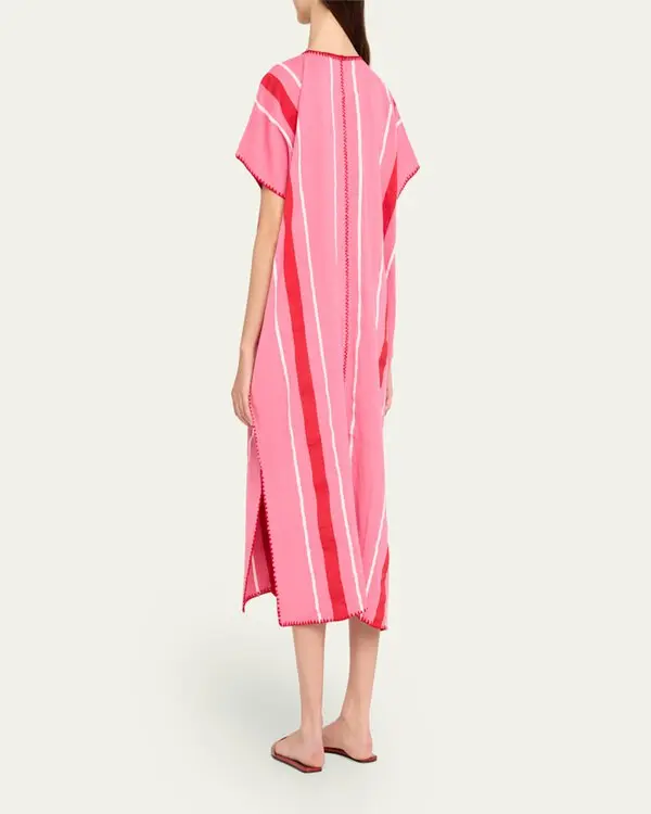 PIPPA HOLT Two-panel Striped Midi Kaftan With Laced Detailing