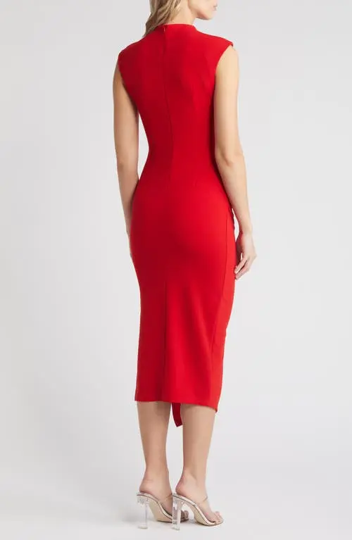 NIKKI LUND Diana Asymmetric Hem Sheath Dress - Red
