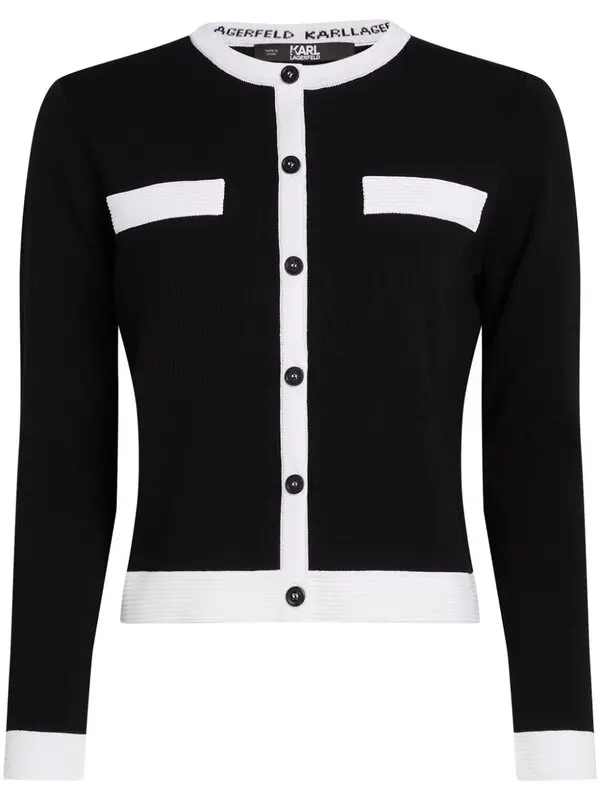 Karl Lagerfeld Contrasting-trim Cardigan - Black