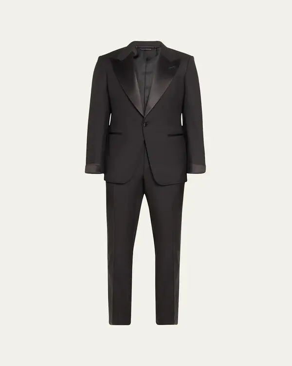TOM FORD Shelton Twill Peak Tuxedo - Black