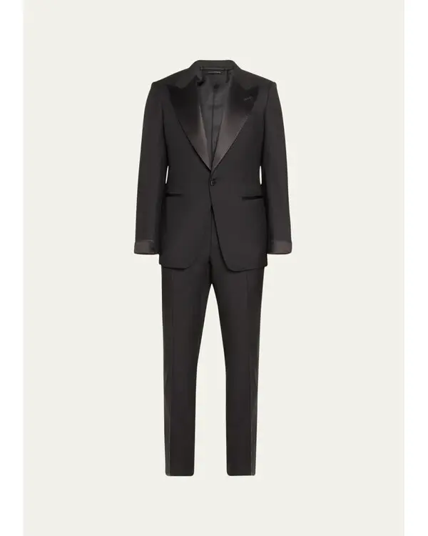 TOM FORD Shelton Twill Peak Tuxedo - Black