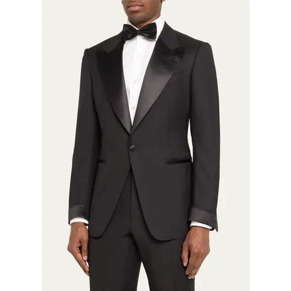 TOM FORD Shelton Twill Peak Tuxedo - Black