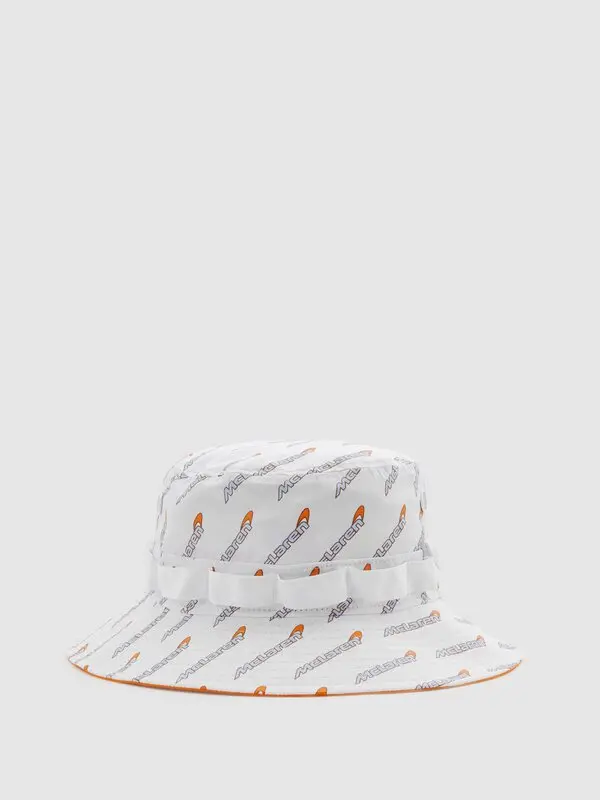 REISS X Mclaren F1 Team Printed Bucket Hat - White/orange