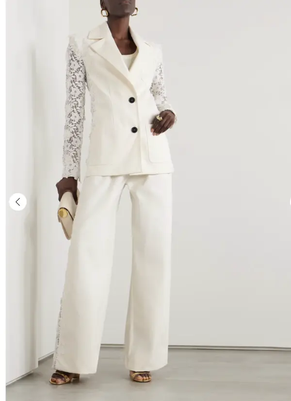 Safiyaa Cannis Cotton-drill And Guipure-lace Blazer