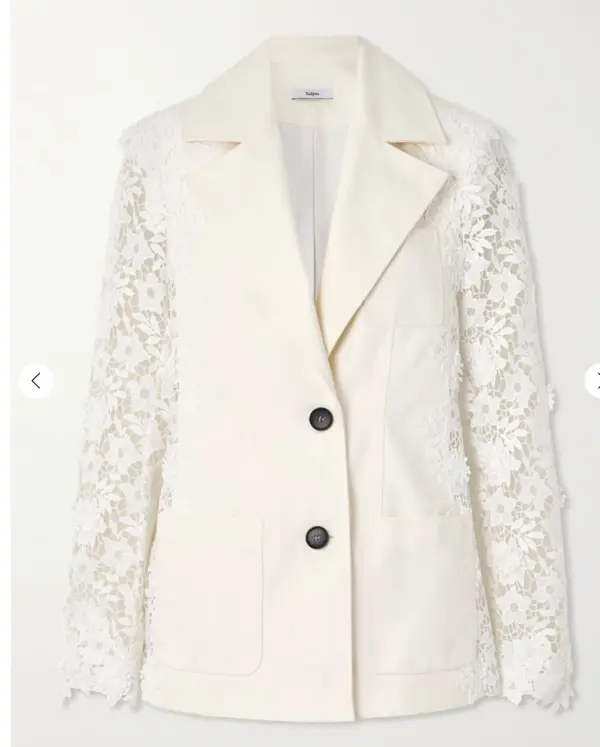 Safiyaa Cannis Cotton-drill And Guipure-lace Blazer