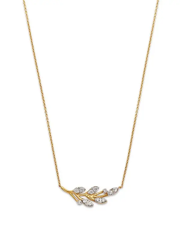 Bloomingdale'S Diamond Leaf Pendant Necklace - Gold