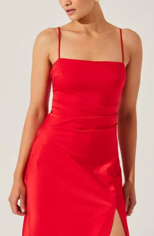 Astr The Label Satin Slip Dress - Cherry Red