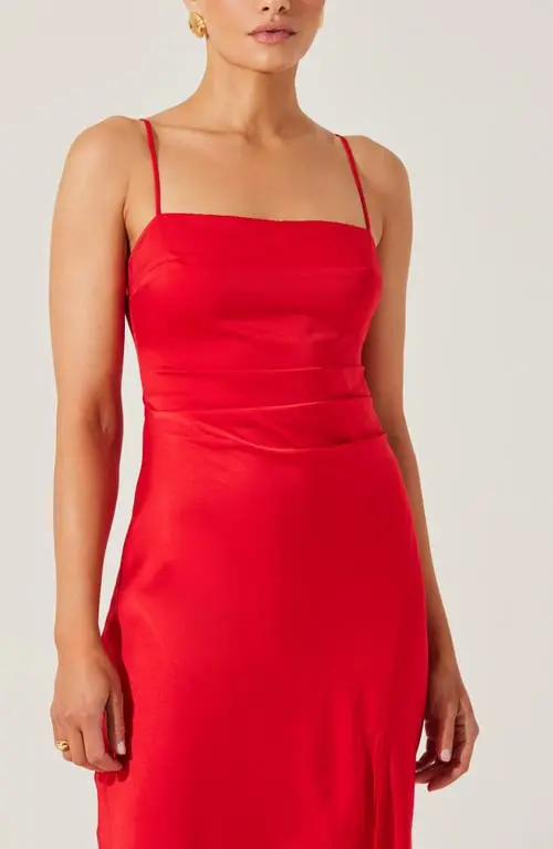 Astr The Label Satin Slip Dress - Cherry Red
