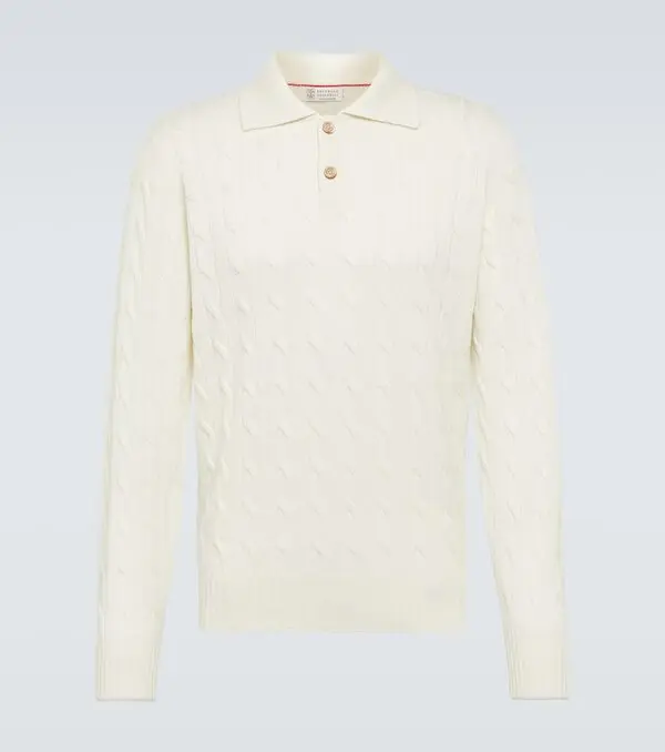 Brunello Cucinelli Cable-knit Cashmere Polo Sweater