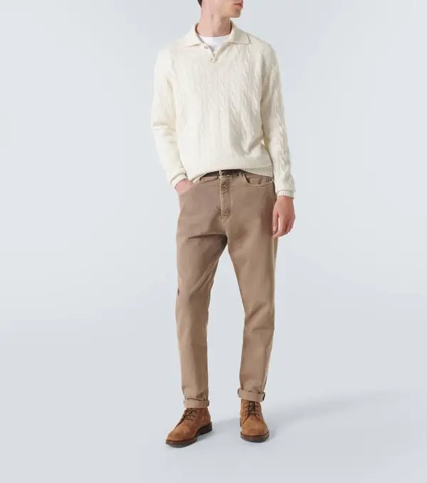 Brunello Cucinelli Cable-knit Cashmere Polo Sweater