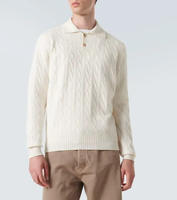 Brunello Cucinelli Cable-knit Cashmere Polo Sweater