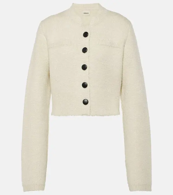 Khaite Ello Cropped Silk Cashmere Jacket - Neutrals