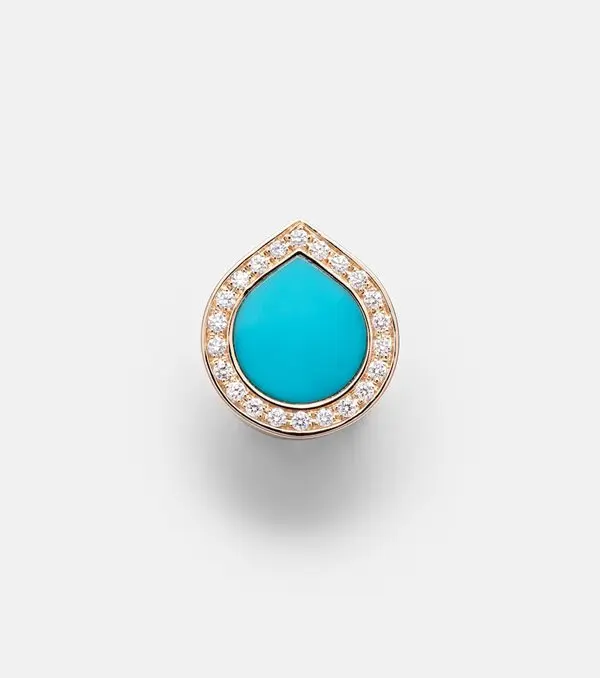 REPOSSI Antifer 18kt Rose Single Earring With Turquoise And Diamonds - Gold