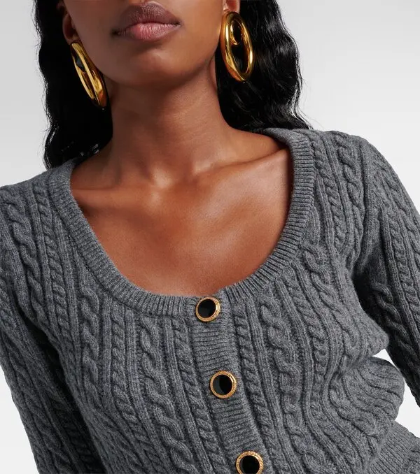 Alessandra Rich Cable-knit Wool Cardigan