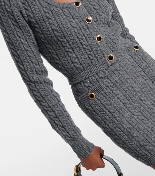 Alessandra Rich Cable-knit Wool Cardigan