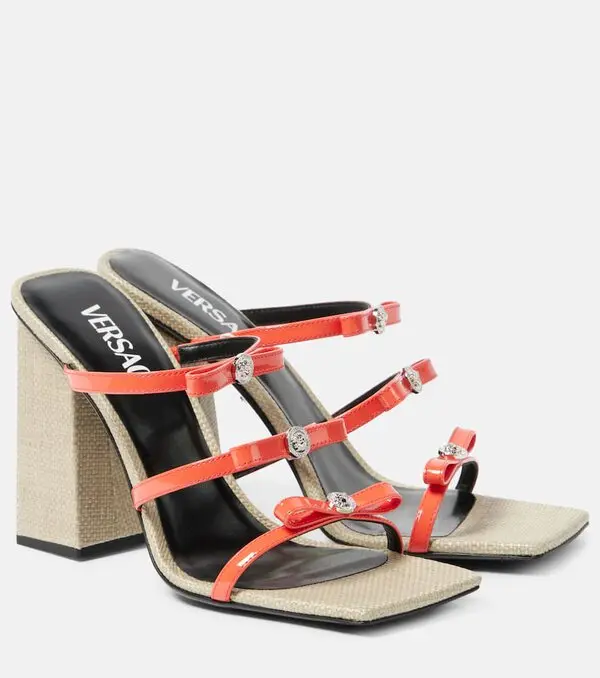 Versace Ribbon 95 Leather Sandals - Orange
