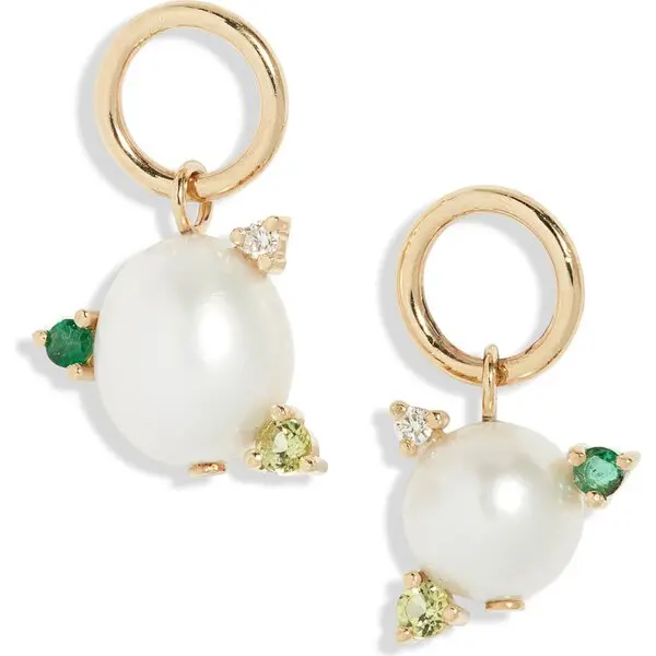 POPPY FINCH Mismatch Stone Cultured Pearl Drop Earrings - Gold