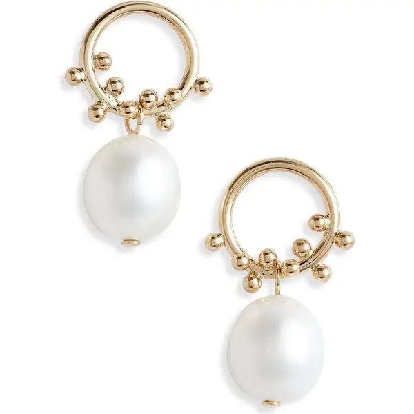 POPPY FINCH Cultured Pearl Hoop Earrings - Gold