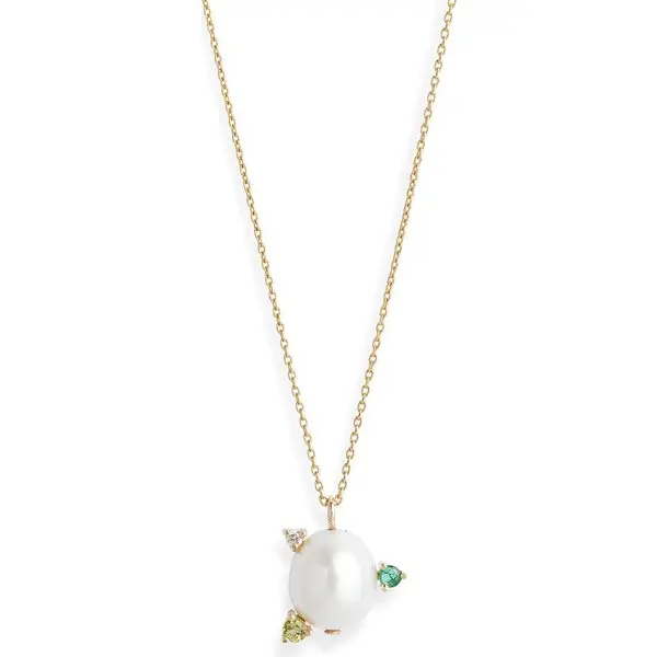 POPPY FINCH Stone Cultured Pearl Pendant Necklace - Gold