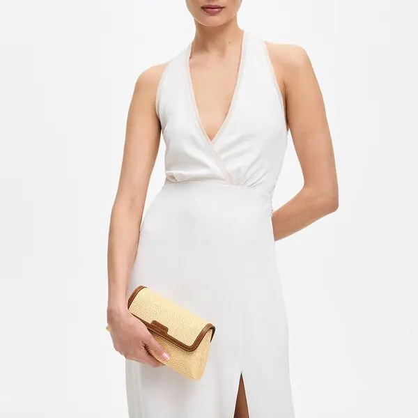 ASPINAL OF LONDON Evening Clutch In Embroidered Raffia