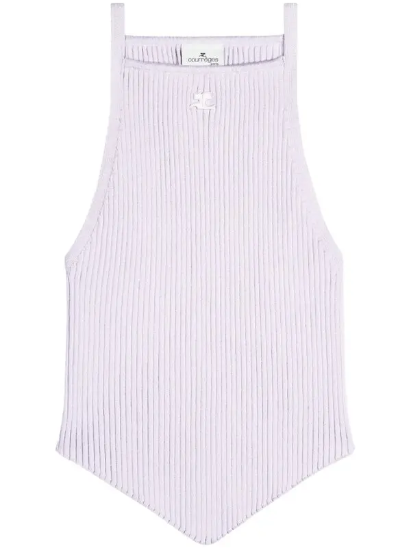 COURREGES Pointy Rib-knit Tank Top - Purple