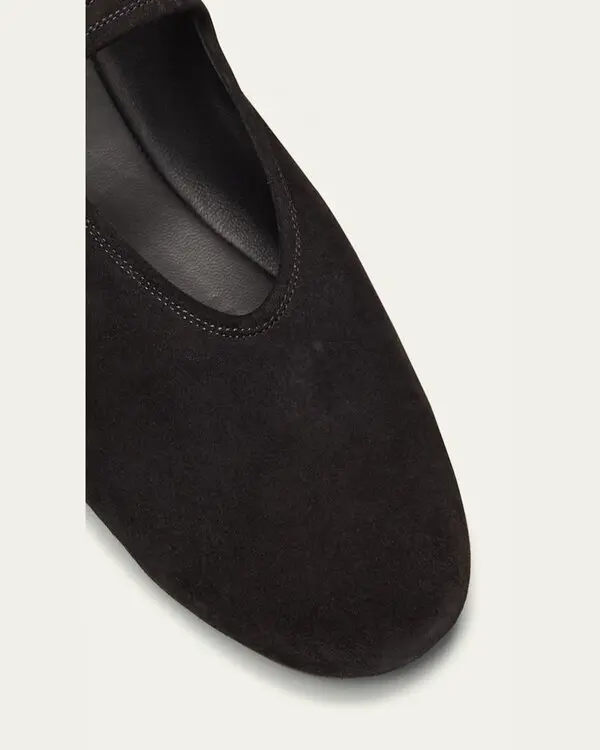 THE ROW Boheme Suede Ballerina Flats - Black