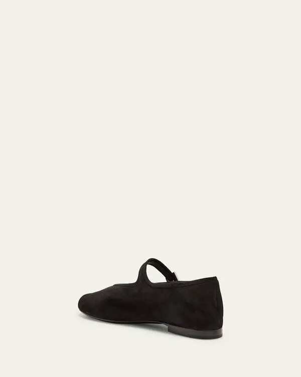THE ROW Boheme Suede Ballerina Flats - Black
