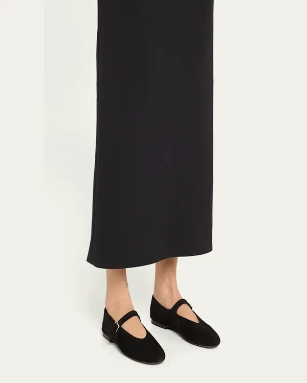 THE ROW Boheme Suede Ballerina Flats - Black