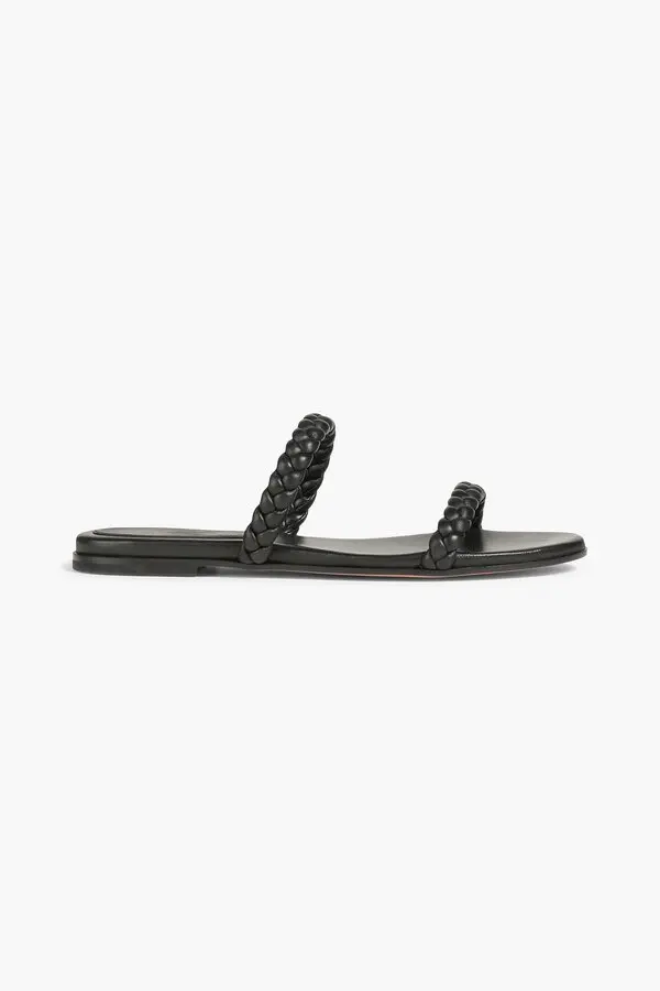 GIANVITO ROSSI Marley 05 Braided Leather Slides - Black