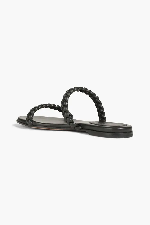 GIANVITO ROSSI Marley 05 Braided Leather Slides - Black