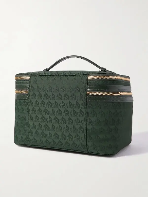 ANYA HINDMARCH Leather-trimmed Nylon-jacquard Cosmetics Case - Green
