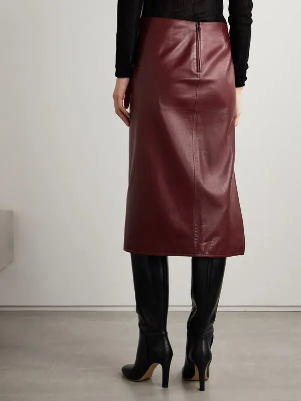 Veronica De Piante Nova Leather Midi Skirt
