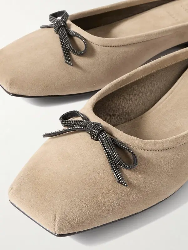 Brunello Cucinelli Bow-embellished Slippers - Neutrals