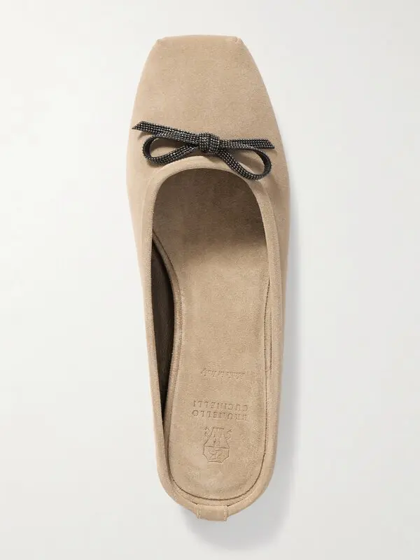 Brunello Cucinelli Bow-embellished Slippers - Neutrals