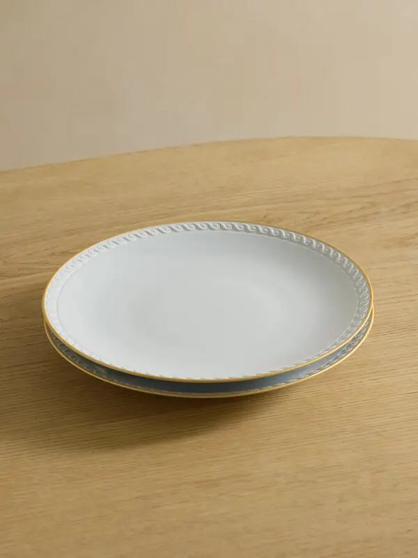 L'Objet Neptune Set Of Two Gold-plated Porcelain Dinner Plates - White