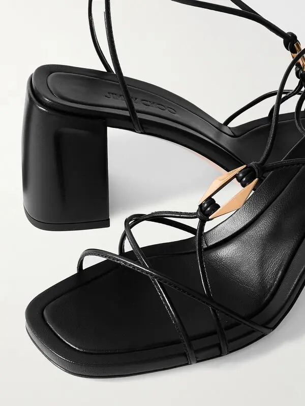 JIMMY CHOO Onyxia 70 Embellished Leather Sandals