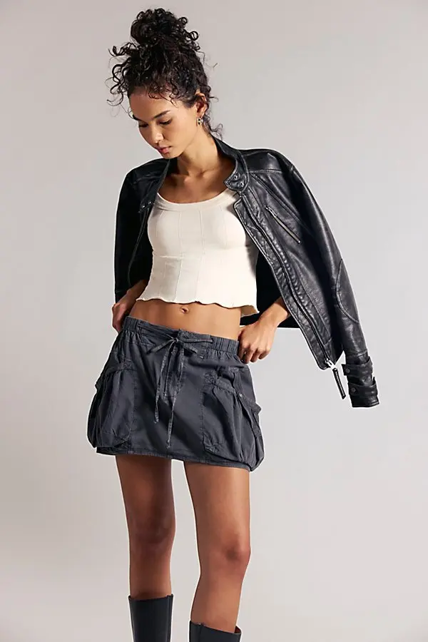 Free People We The Free Play It Cool Mini Skirt - Washed Grey