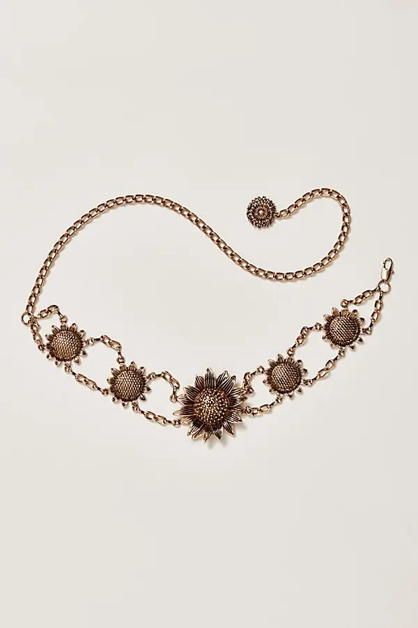 Free People Sunflower Fields Chain Belt - Gold Rush