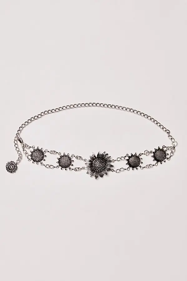 Free People Sunflower Fields Chain Belt - Silver Lining