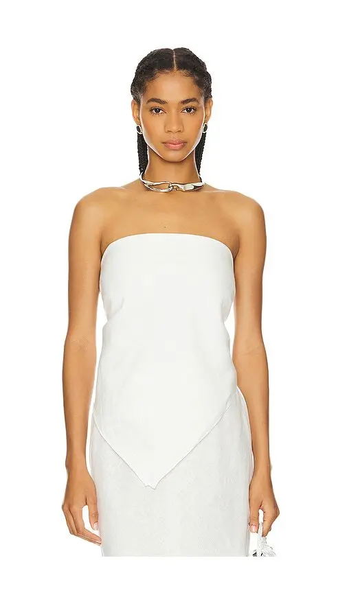 Enza Costa Linen Scarf Top In White
